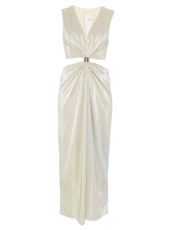 RAME Cut-out Ruched Midi Dress - Gold