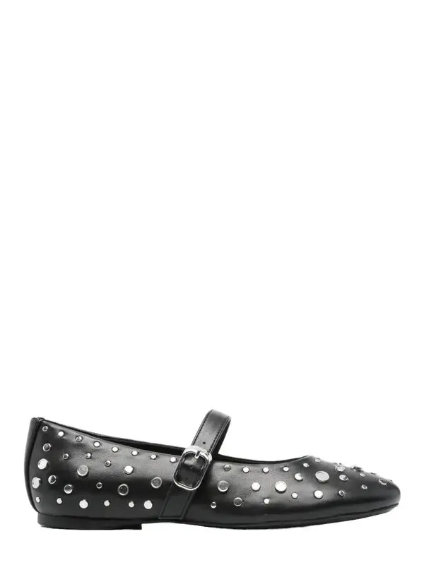 TAMARIS Stud-embellished Leather Ballet Flats - Black