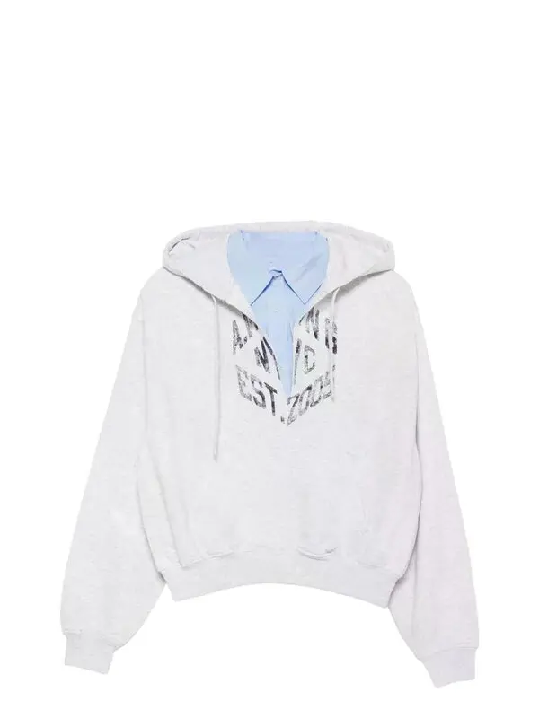 Alexander Wang Logo-print Cropped Hoodie - Grey