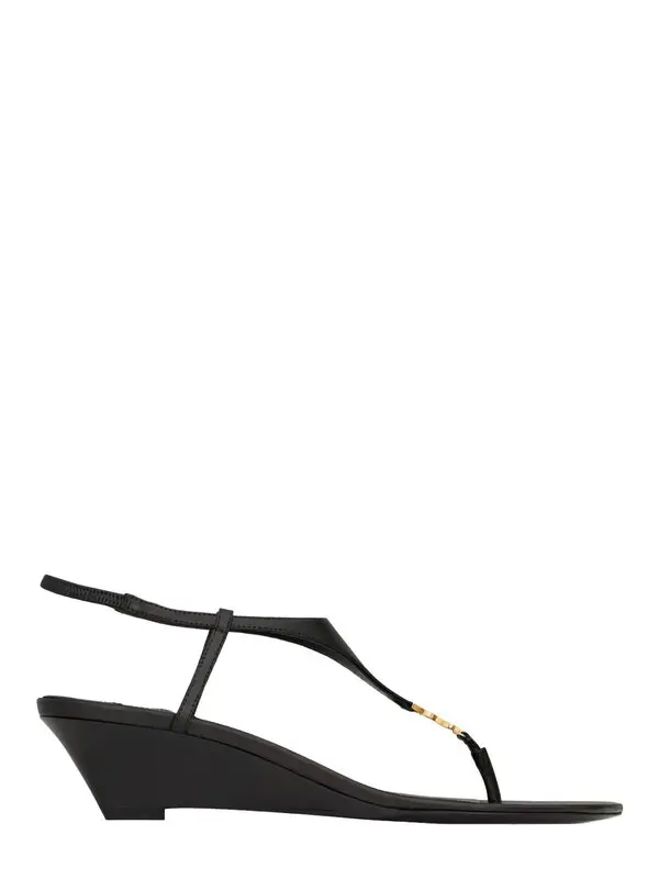 Saint Laurent Cassandra Leather Sandals - Black