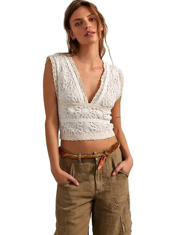 Free People Grace Crochet Top - Ivory Combo