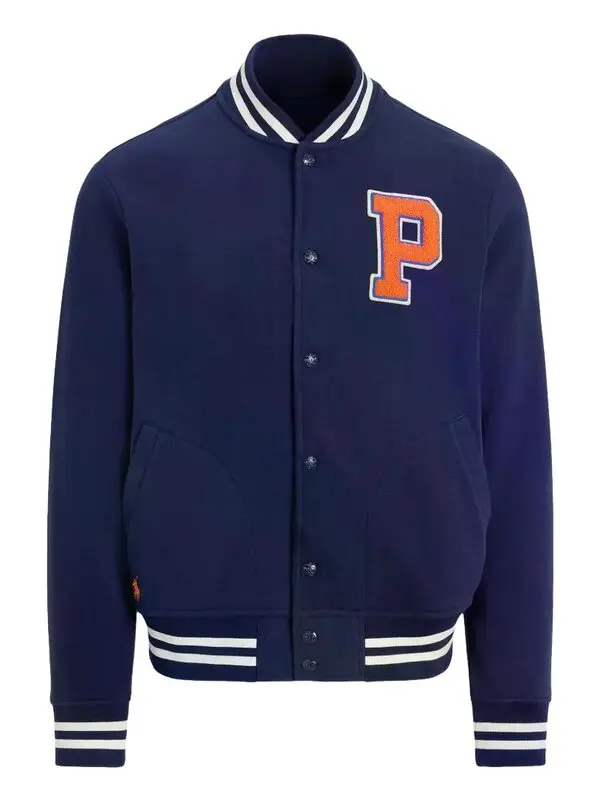 Polo Ralph Lauren Logo-patch Striped-trim Bomber Jacket - Blue