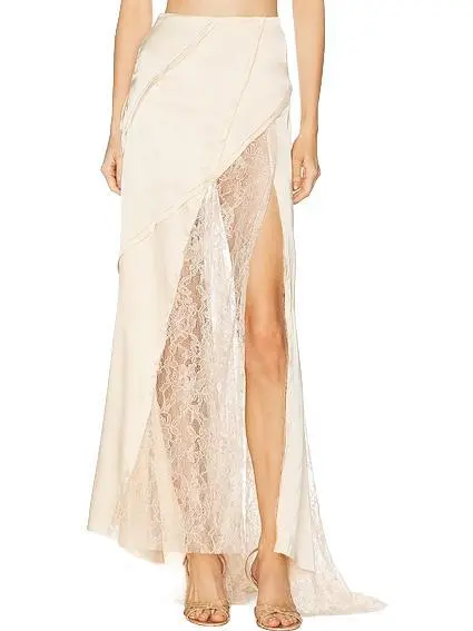 Blumarine Satin And Lace Maxi Skirt - Ready To Dye