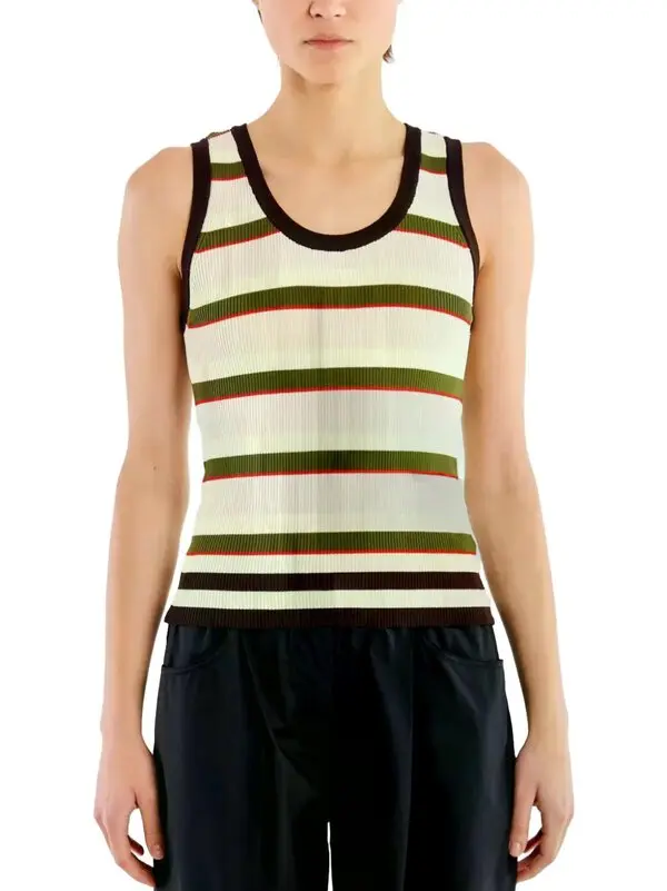 VICOLO Striped Ribbed-knit Top - Neutrals
