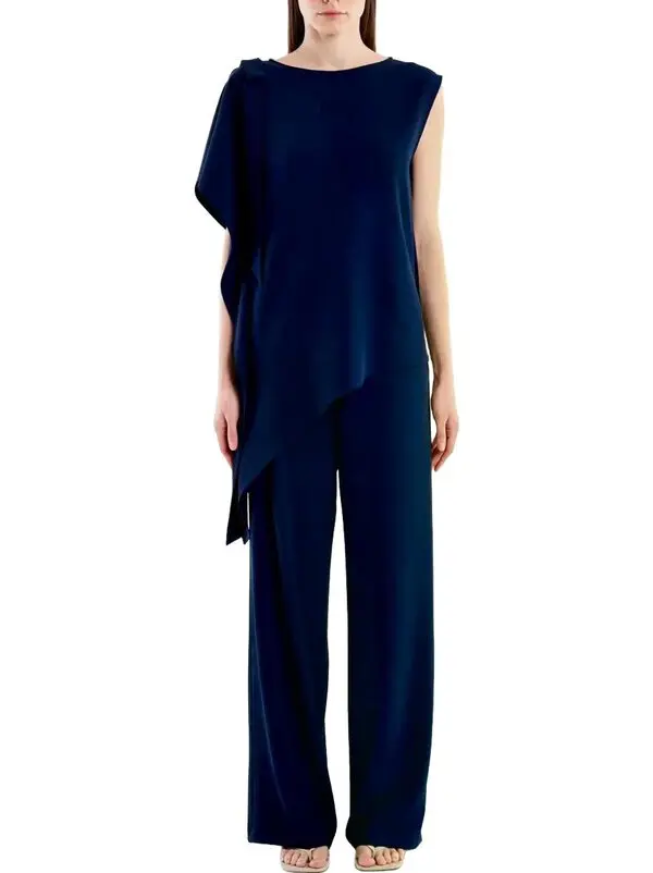 VICOLO Asymmetric Ruffled Top - Blue