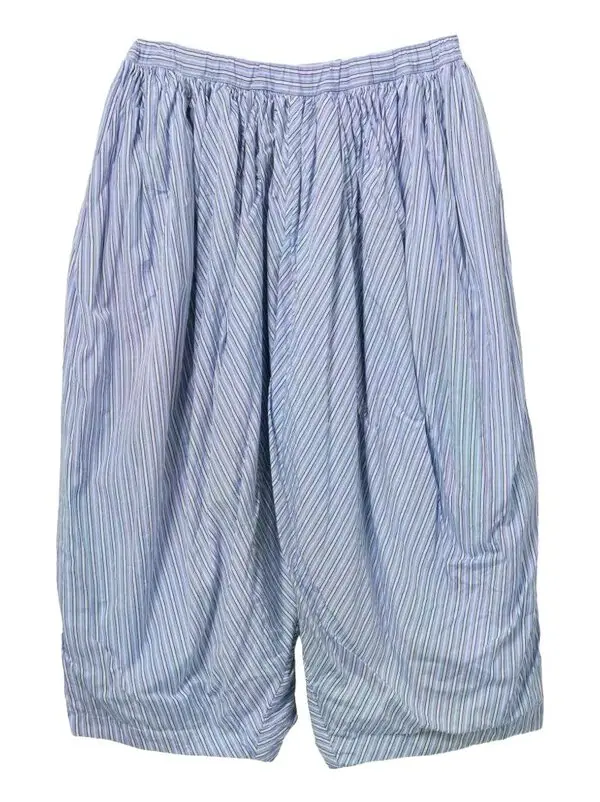 Comme Des Garçons Striped Cropped Trousers - Blue