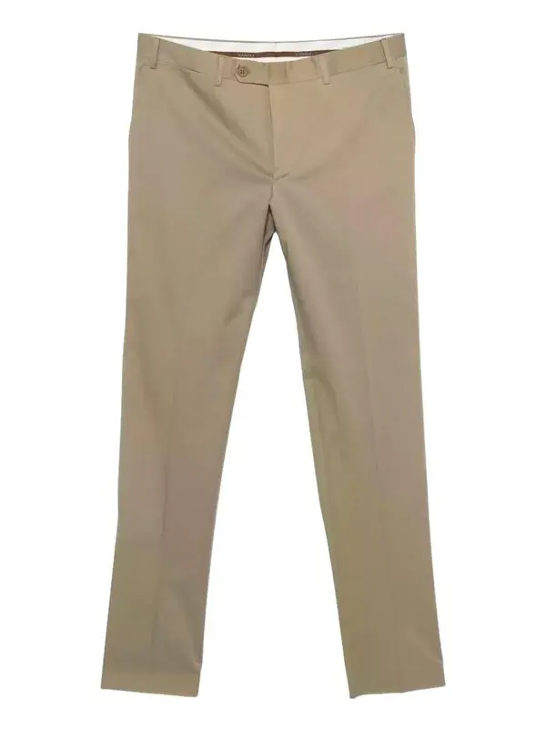 Canali Pressed-crease Straight-leg Trousers - Neutrals
