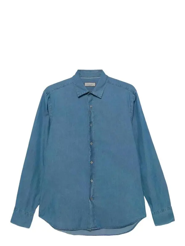 Canali Stone-wash Denim Shirt - Blue