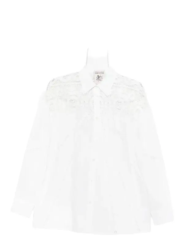 SEMICOUTURE Lace-panelled Embroidered Shirt - White