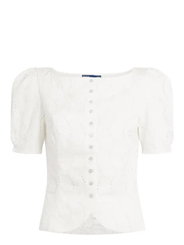 Polo Ralph Lauren Cotton Eyelet Blouse - White