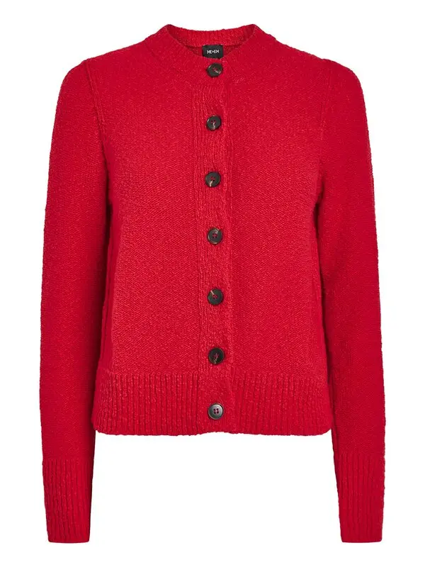 ME+EM Cotton-linen Bouclé Cardigan - Red