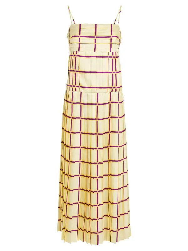 EMILIA WICKSTEAD Silk Check Agata Midi Dress - Yellow
