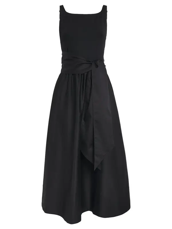 ME+EM Jersey And Poplin Fit + Flare Midi Dress - Black