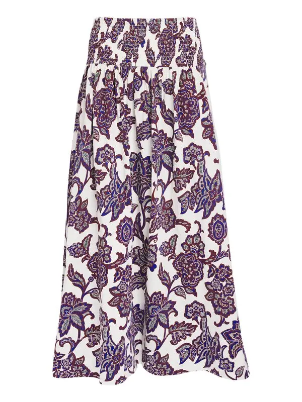 ME+EM Organic Cotton Floral Print Maxi Skirt - White