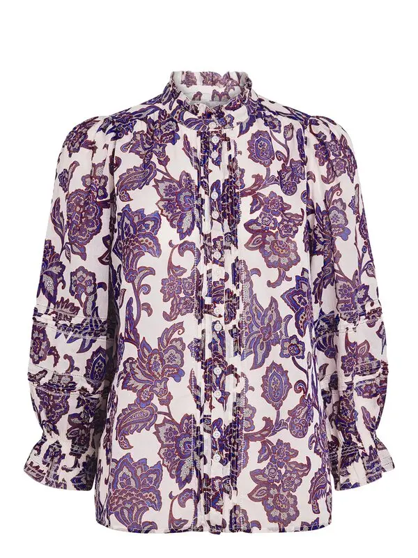 ME+EM Cotton Floral Print Blouse - White