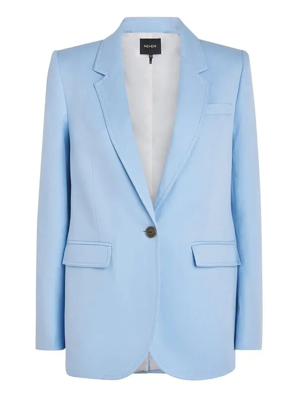 ME+EM Italian Linen-blend Twill Blazer - Blue