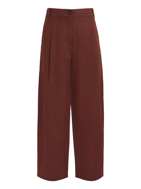 ME+EM Linen-blend Tapered Trousers - Brown