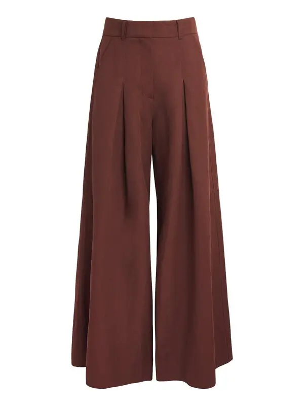ME+EM Pleated Wide-leg Trousers - Brown