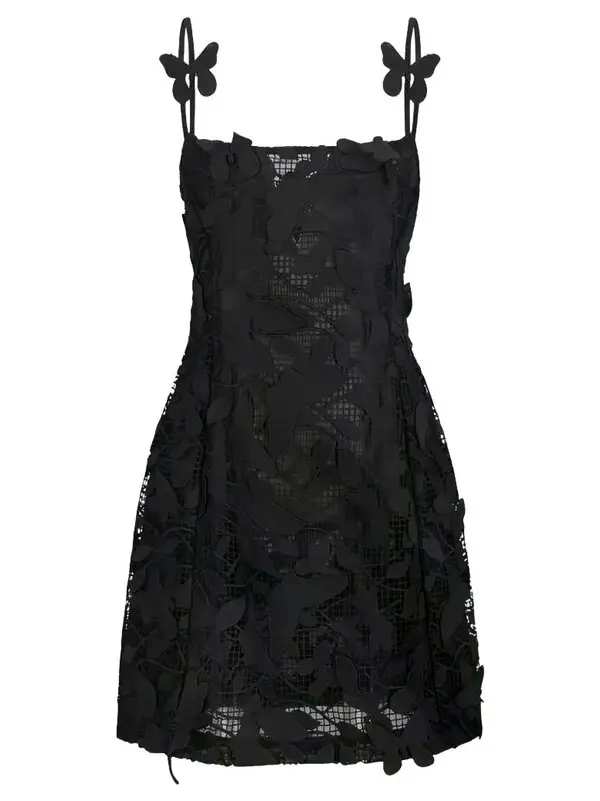 Blumarine Butterfly-appliqué Macramé Lace A-line Dress - Black