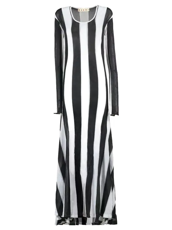 Marni Vertical Stripe Maxi Dress - Black