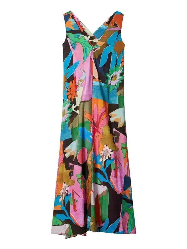 Paul Smith River Collage Floral-print V-neck Dress - Blue