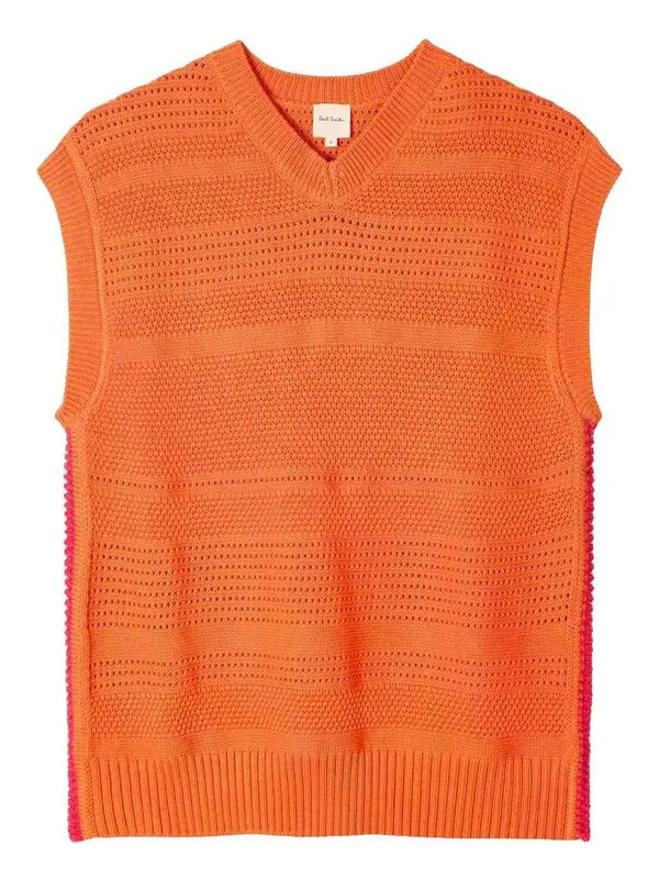 Paul Smith Open-knit V-neck Vest - Orange