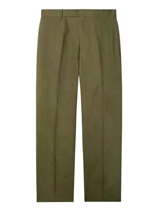 Paul Smith Pressed-crease Relaxed-fit Linen Trousers - Green