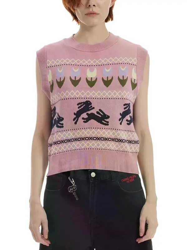 CARNE BOLLENTE Intarsia-knit Cotton Sweater - Pink
