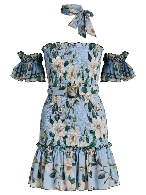 NUR KARAATA Breeze Belle Mini Dress - Blue