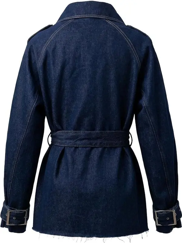 GOC DENIM Göç Denim Belted Short Trench Jacket - Blue
