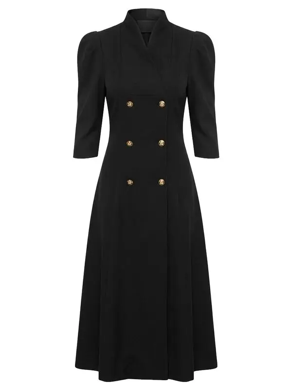 ESTHER SAADIA The Collar Renouveau Midi Dress - Black