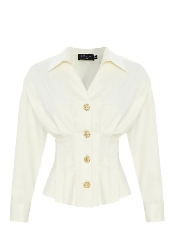 EXQUISE Agustin Cotton Shirt - Beige