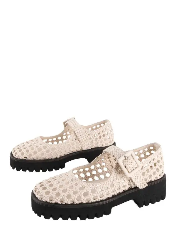 Intentionally Blank Neutrals Veronique Woven Mary Jane Flat - Black