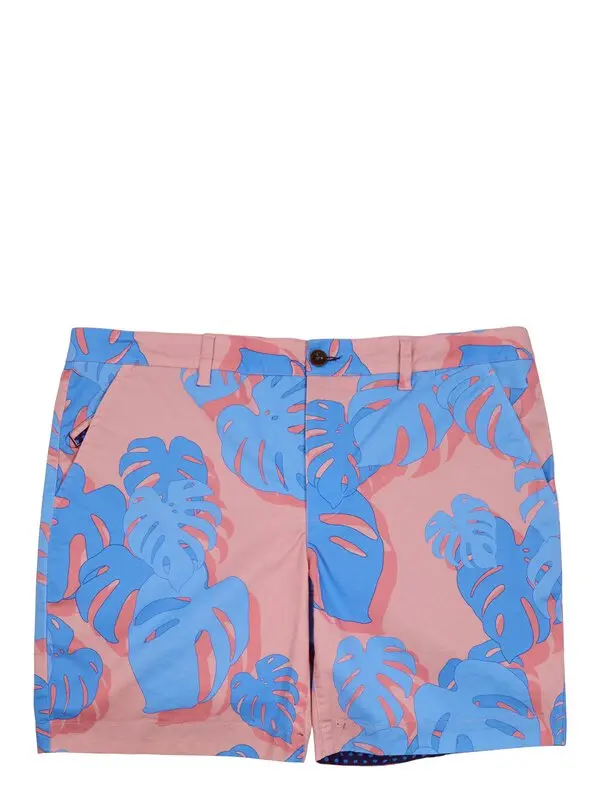 LORDS OF HARLECH Edward Monstera Floral Flat Front Short - Pink