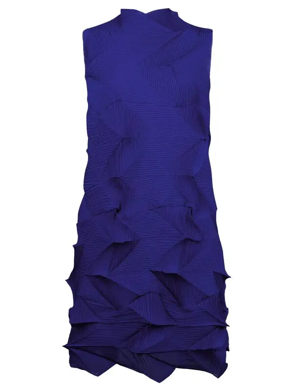 WILD COSMOS Amara Prismatic Pleats Dress - Blue