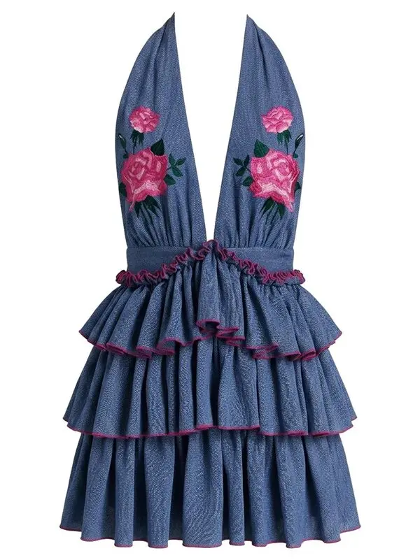NUR KARAATA Camellia Coast Dress - Blue