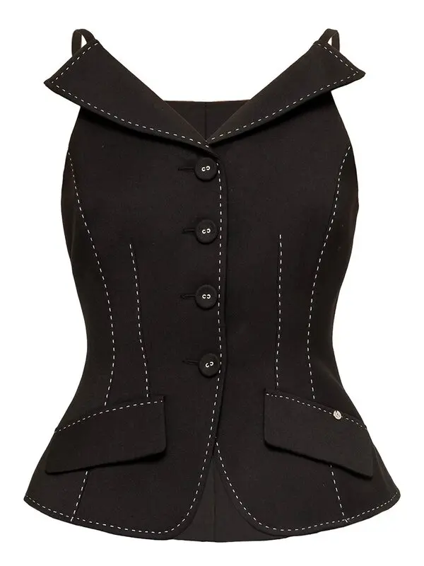 NISSA Single-breasted Tailored Vest - Black