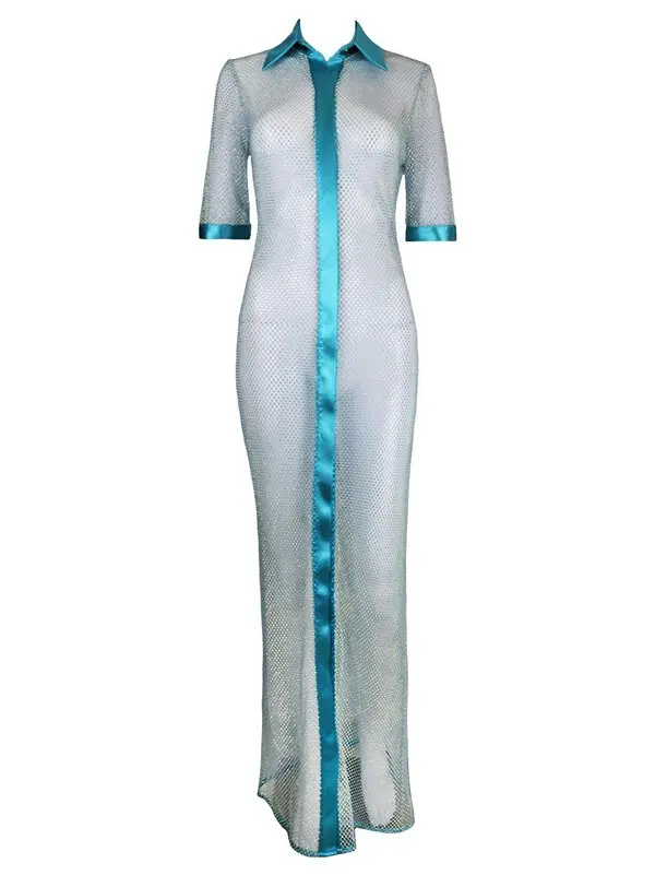 AK ROYALTY RESORTWEAR Athena Rhinestone Maxi Dress - Blue