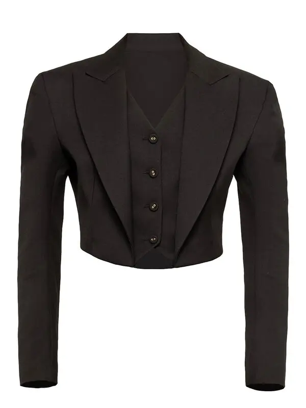 NISSA Single-breasted Cropped Blazer - Black