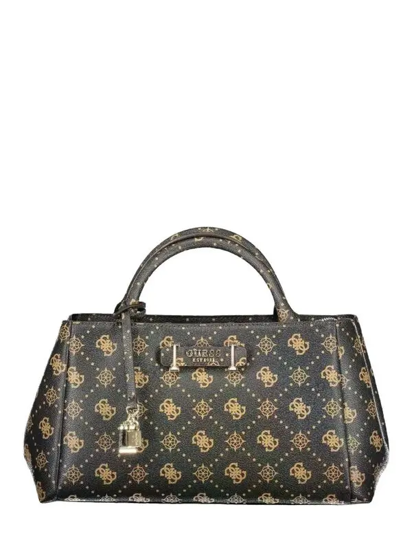 Guess Monogram Print Logo Plaque Tote Bag - Brown