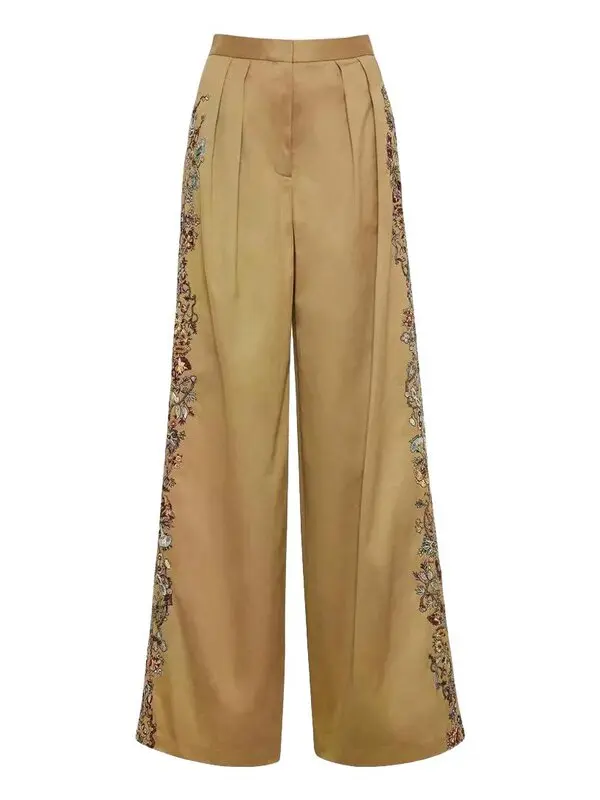 Adam Lippes Embroidered Trousers - Brown