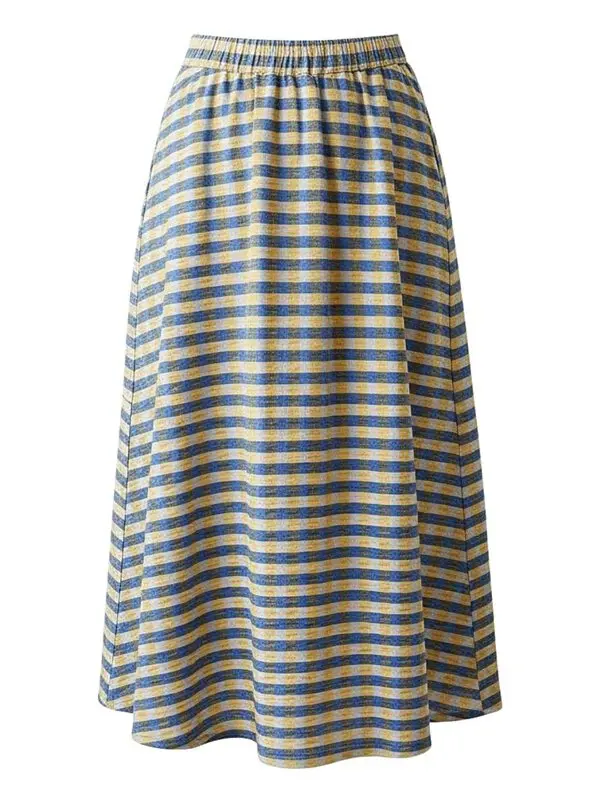 IZABELA MANDOIU Striped A-line Midi Skirt - Blue/yellow