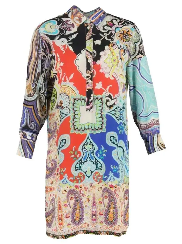 Etro Vintage Printed Silk Dress - Red