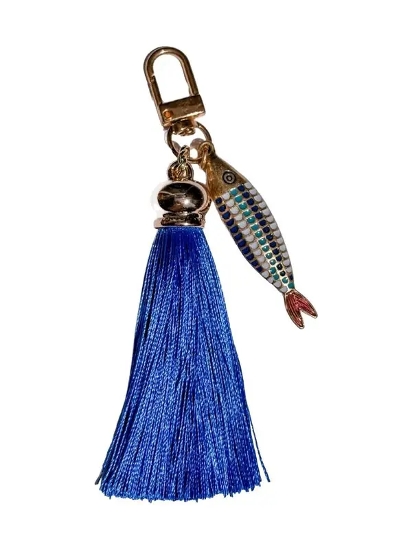BABALOO JEWELRY Tidal Talisman Tassel Charm - Blue/gold