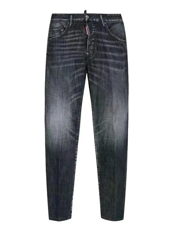 Dsquared2 Logo-patch Whiskered Jeans - Black