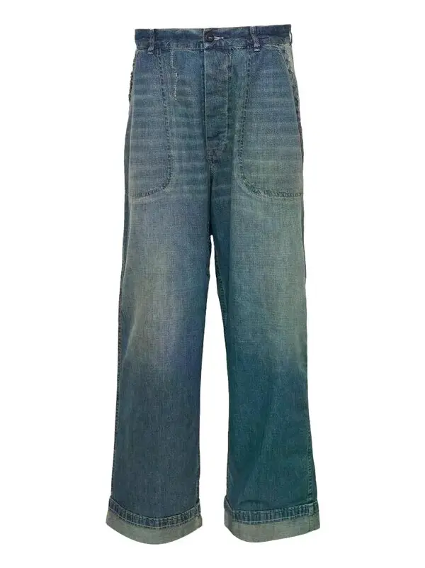 MAISON MARGIELA Patch-pocket Wide-leg Jeans - Blue