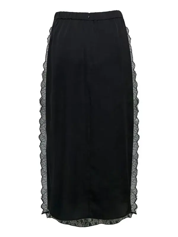 YCH Lace-trimmed Midi Skirt - Black