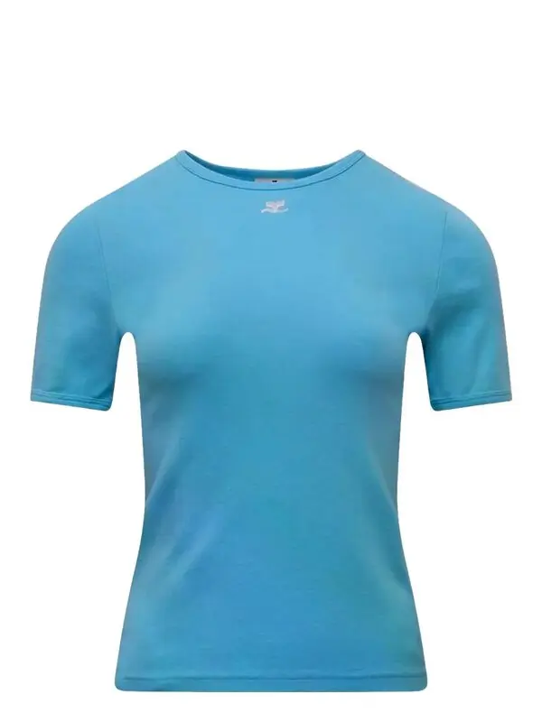 COURREGES Logo-embroidered T-shirt - Blue