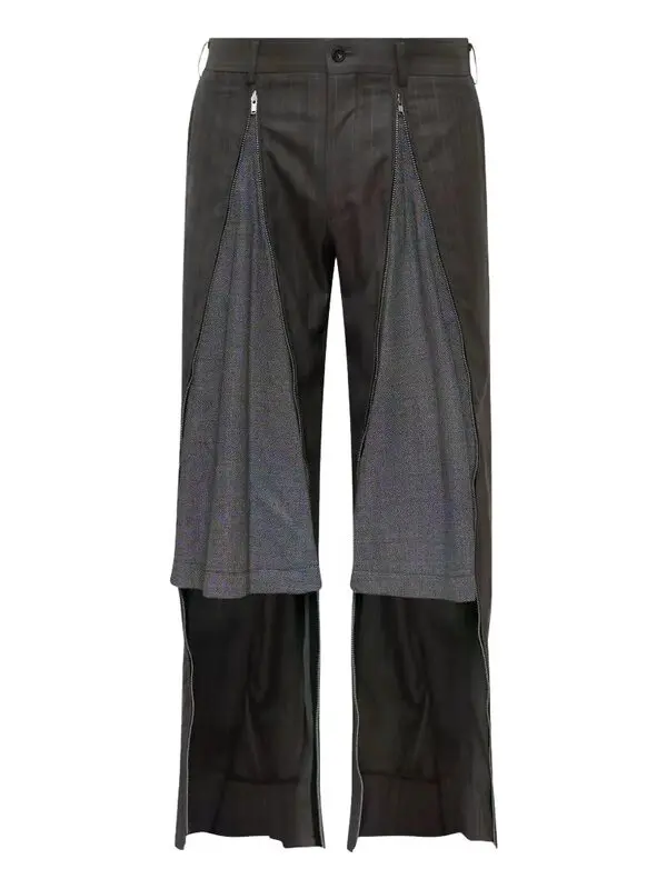 Comme Des Garçons Pinstriped Zip-detail Trousers - Grey