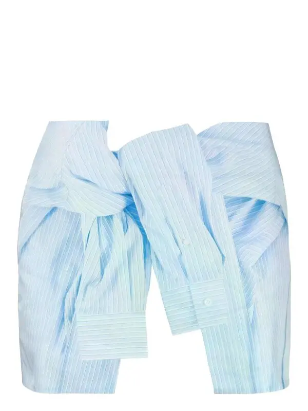 We11Done Striped Knot-detail Mini Skirt - Blue